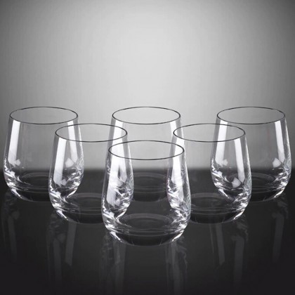 (Set Of 6) Lucaris Hong Kong Hip High Quality Double Rock Lead Free Crystal Clear Whisky Glass ...